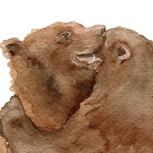 Grizzly Bear Hug Watercolor Large Fine Art Print Poster - Unframed - Etsy