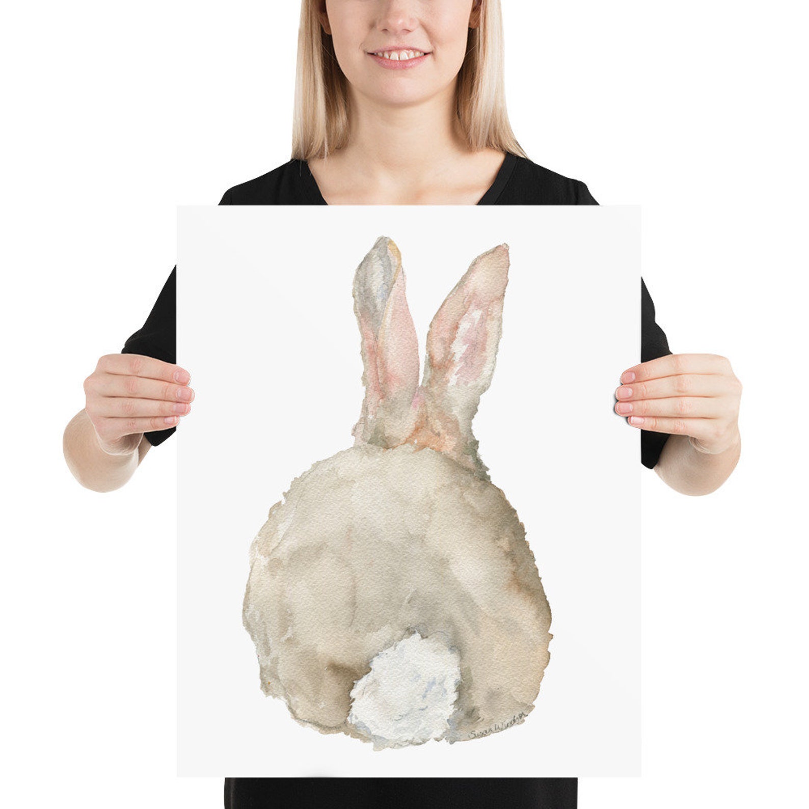 Cottontail Bunny Rabbit Watercolor Painting Large Poster Print | Etsy