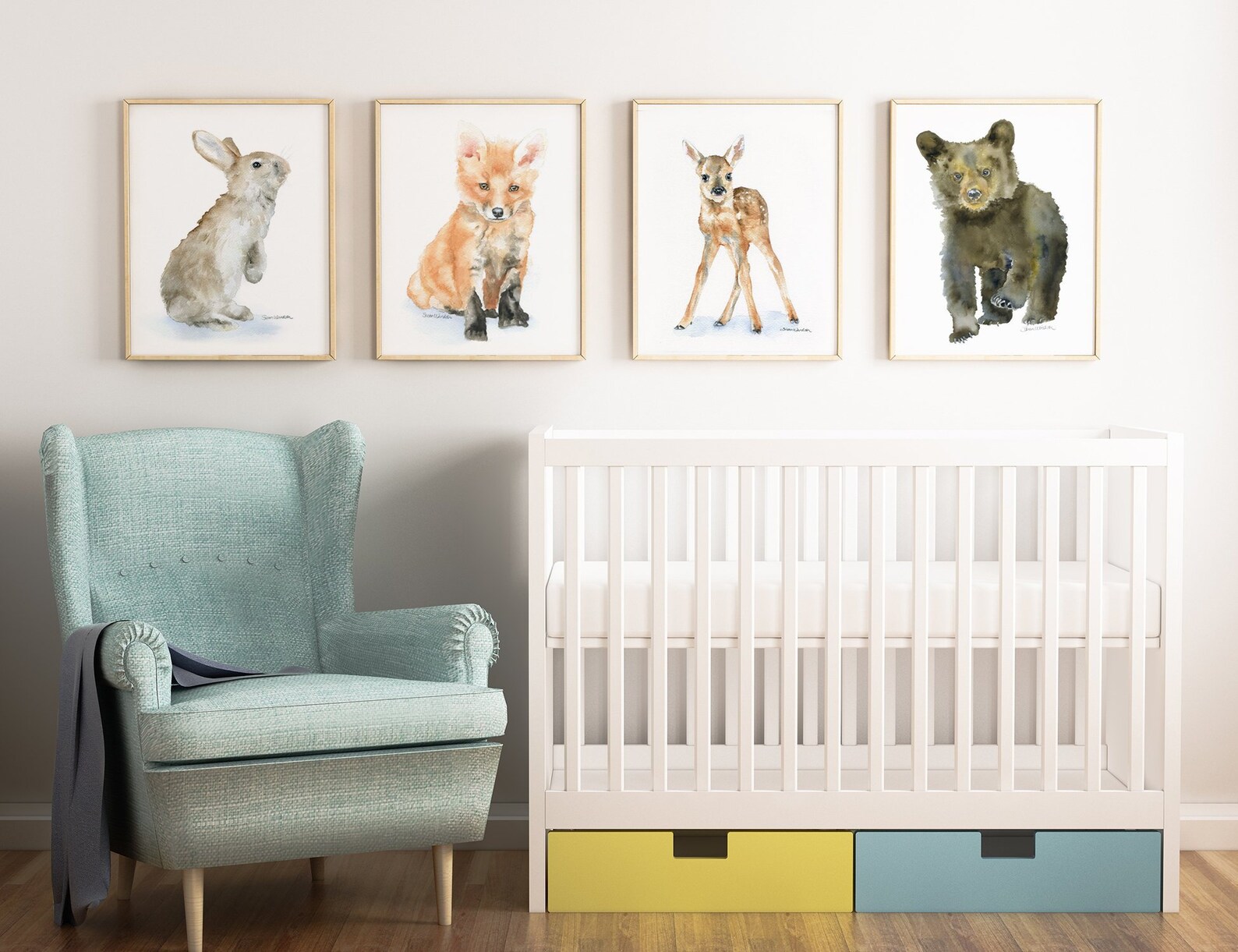 Woodland Animal Watercolor Art Prints Set of 4 Unframed - Etsy