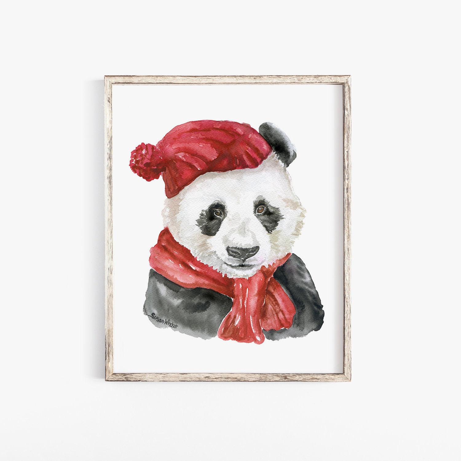Panda Bear in a Hat Watercolor Painting Print Giclee 11 x 14 | Etsy