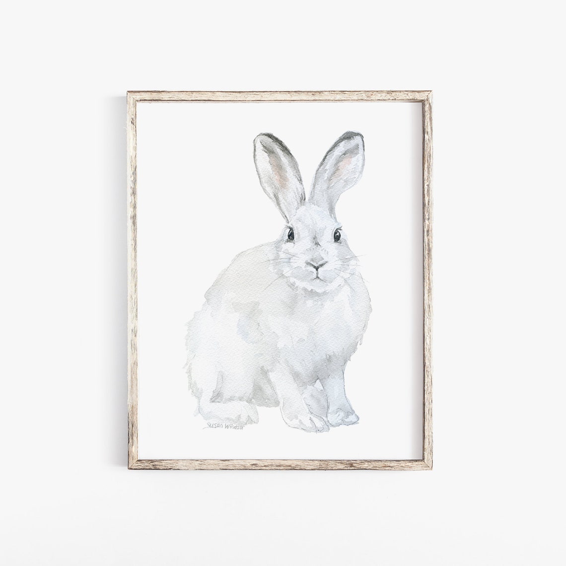 Arctic Rabbit Watercolor Painting White Bunny 8 X 10 - Etsy