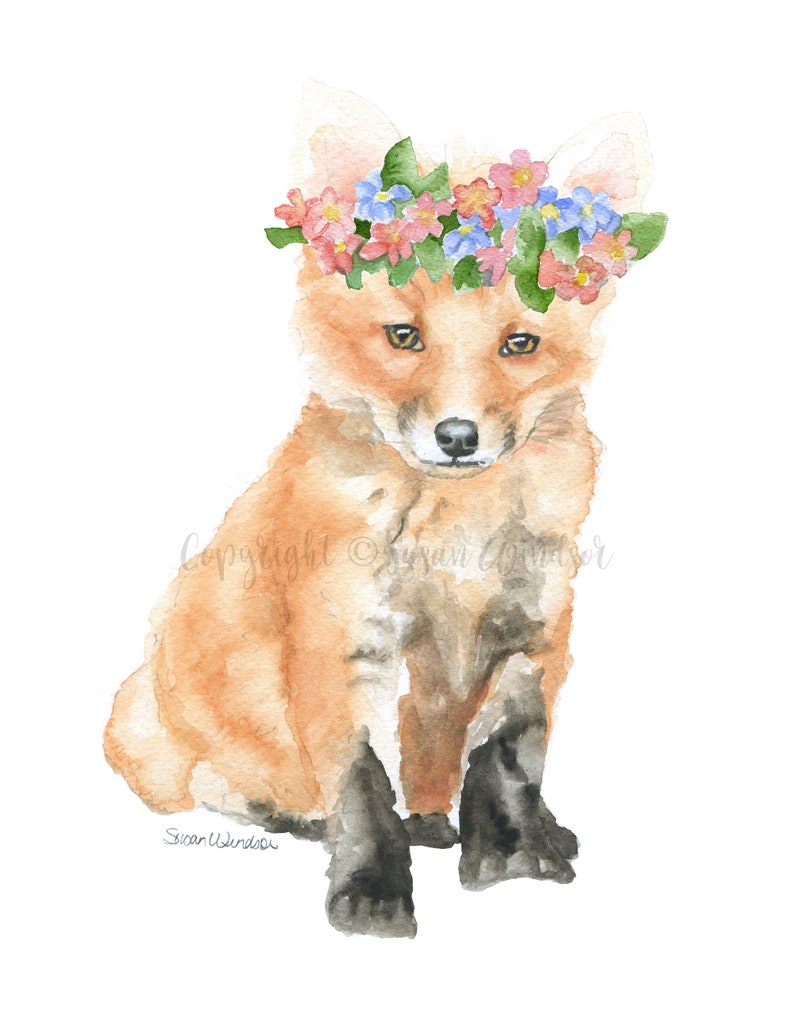 Woodland Animal Floral Watercolor Art Prints Set of 4 - Etsy