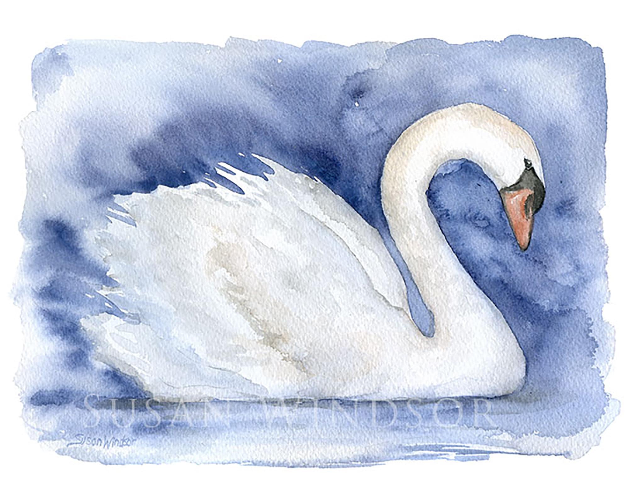 Schwan Aquarell Malerei große Poster Kunstdruck | Etsy