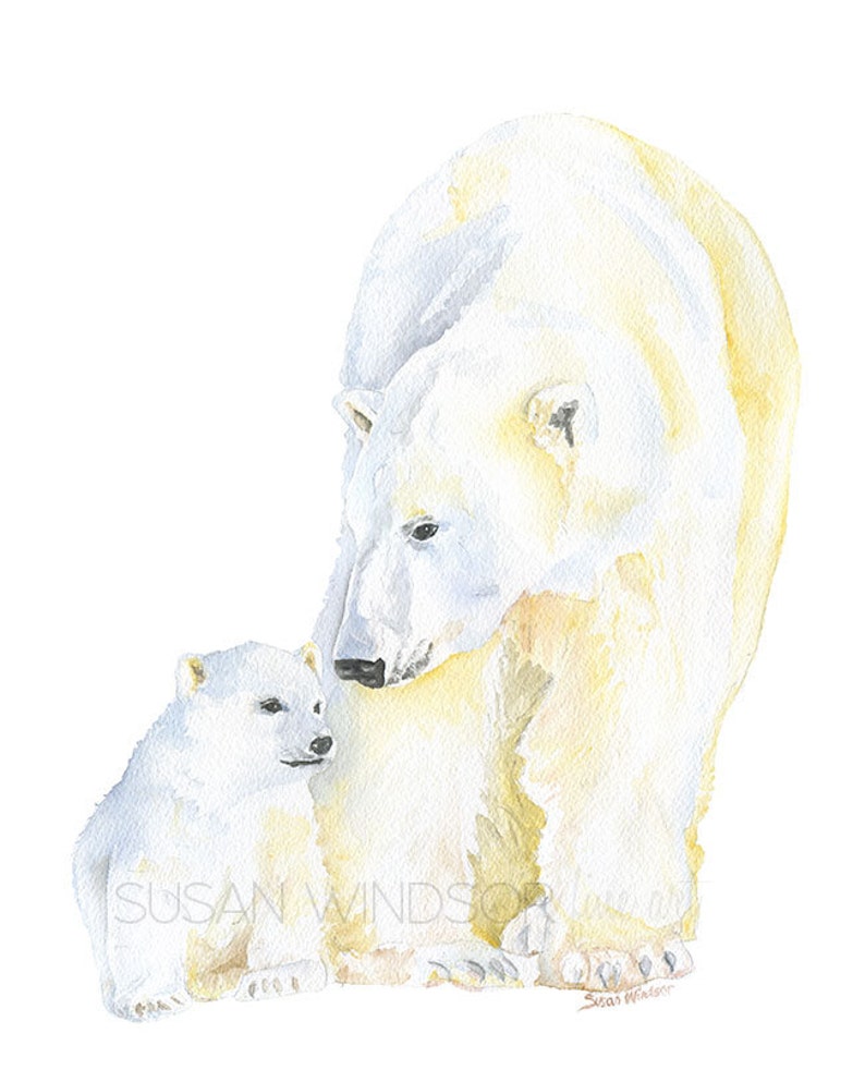 Polar Bears Watercolor Painting - Giclee Print Reproduction Nursery Art ...
