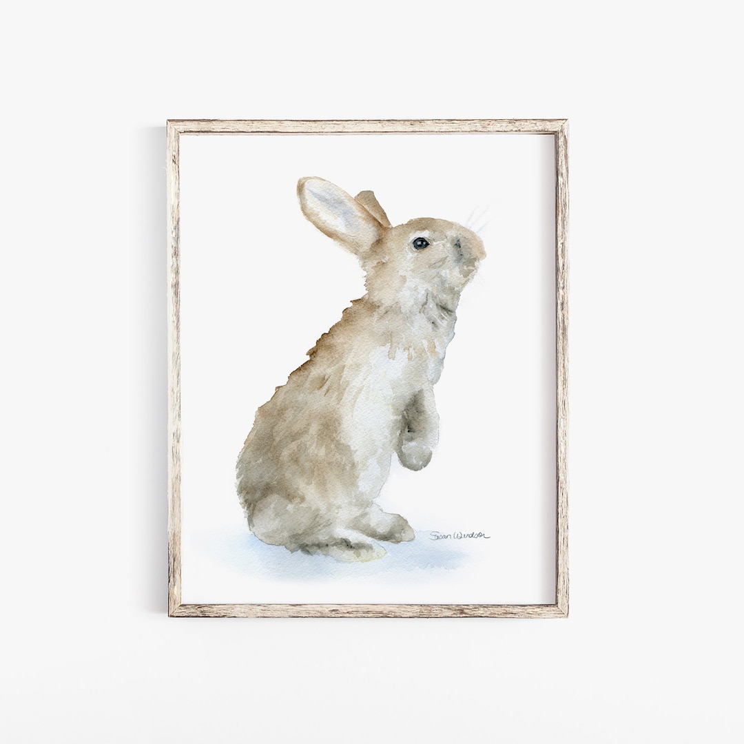 Bunny Rabbit Watercolor Large Art Print Poster Unframed - Etsy