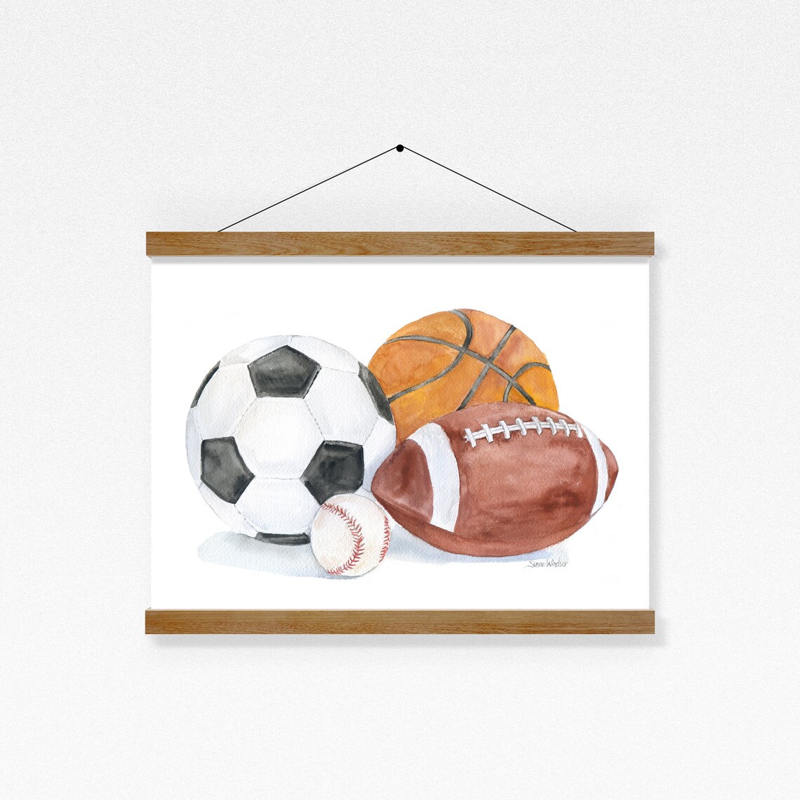 Sports Balls Watercolor Art Print - Large Poster Sizes UNFRAMED - Etsy