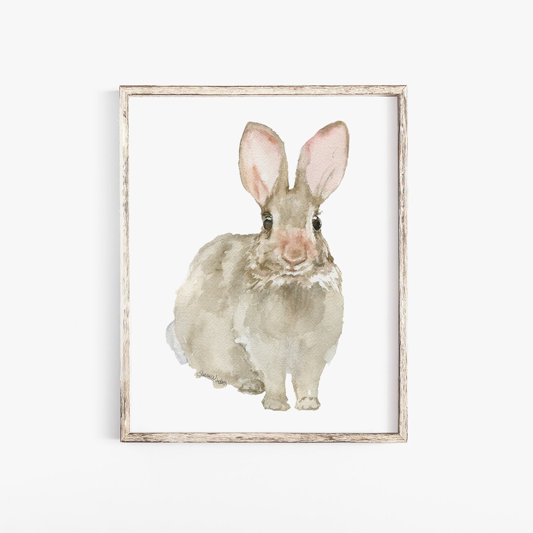 Cottontail Bunny Rabbit Watercolor Painting Large Poster Print - Front ...
