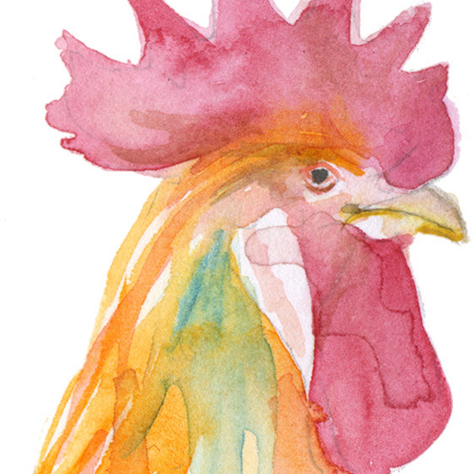 Rooster Watercolor Painting Giclee Print Fine Art Nursery Art - Farm ...