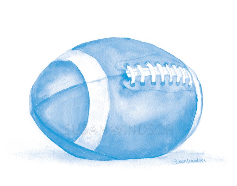 Blue Sports Watercolor Painting Art Prints Set - Football Golf Baseball ...