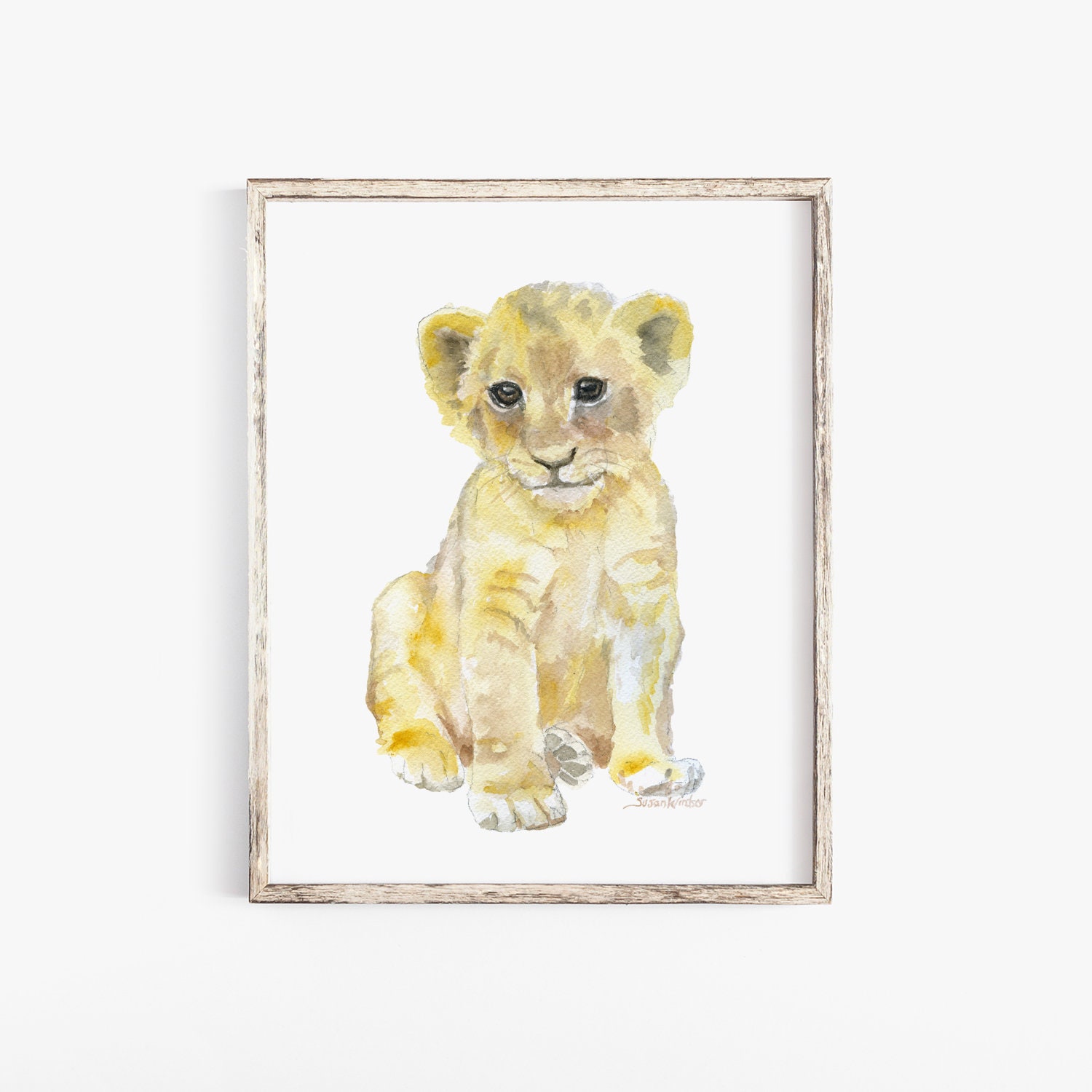 Lion Cub Watercolor Painting - Giclee Print Reproduction - African ...