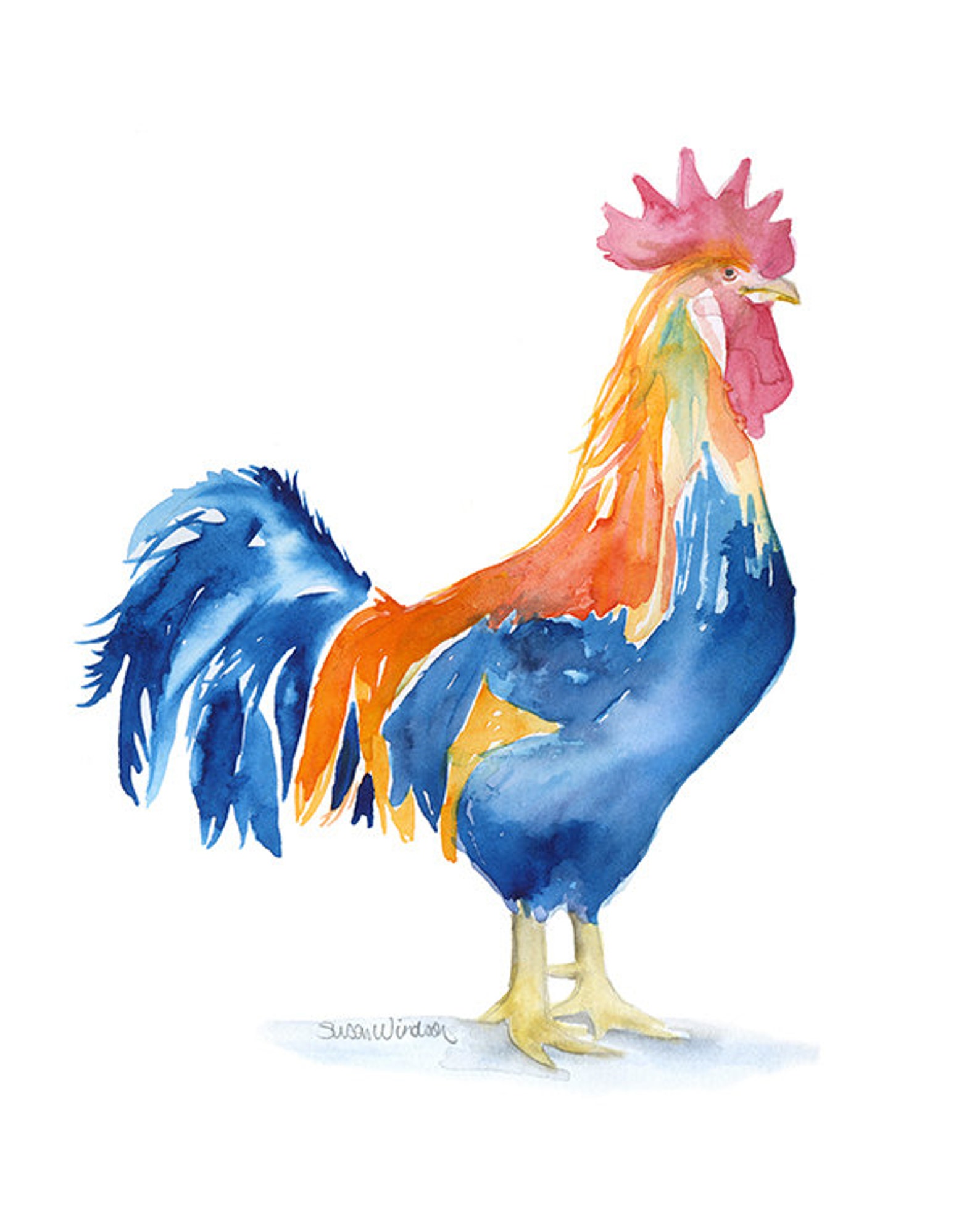 Rooster Watercolor Painting Giclee Print Fine Art Nursery Art - Farm ...