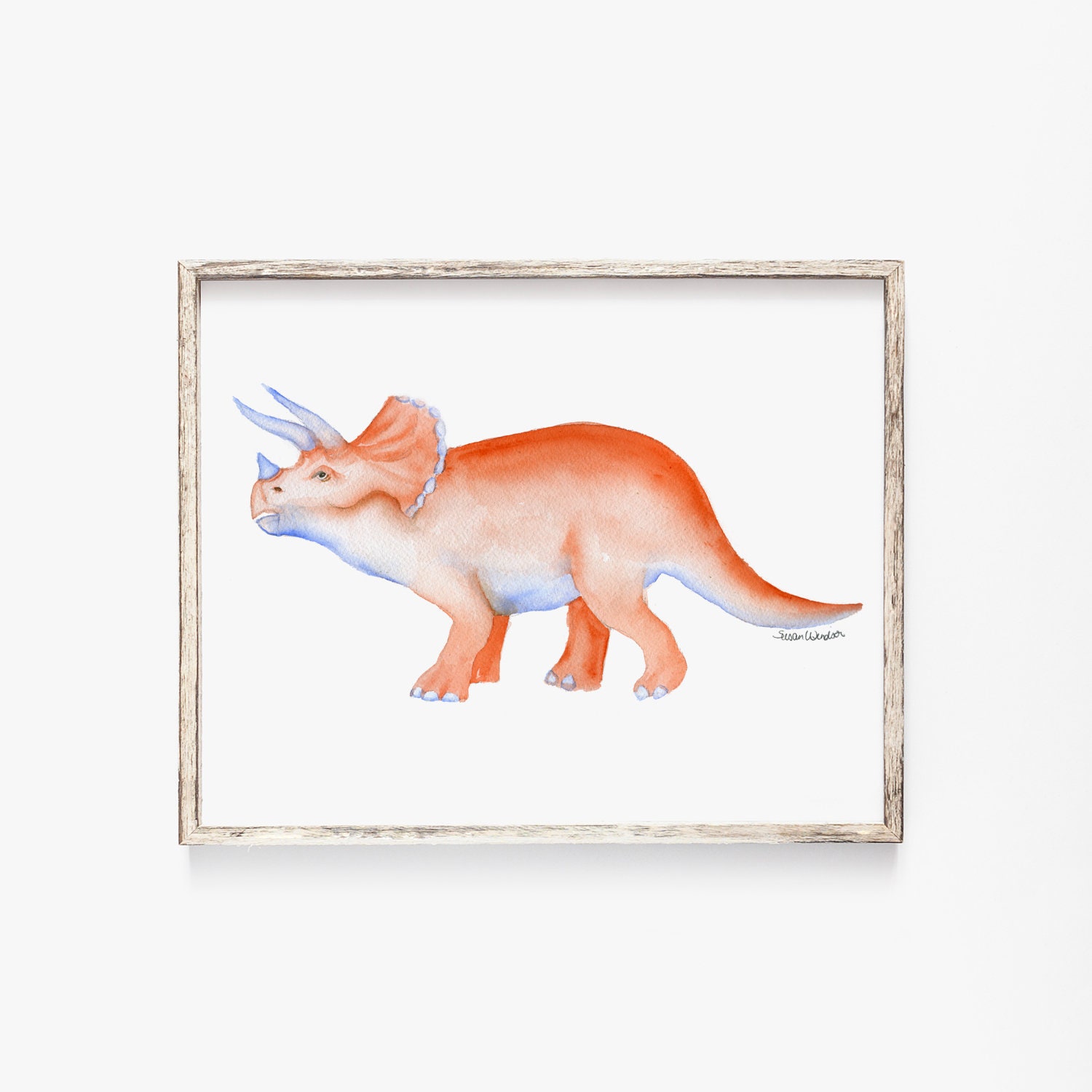 Triceratops Watercolor Painting - Giclee Print - 10 X 8 (11 X 8.5 ...