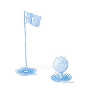Blue Sports Watercolor Painting Art Prints Set - Football Golf Baseball ...