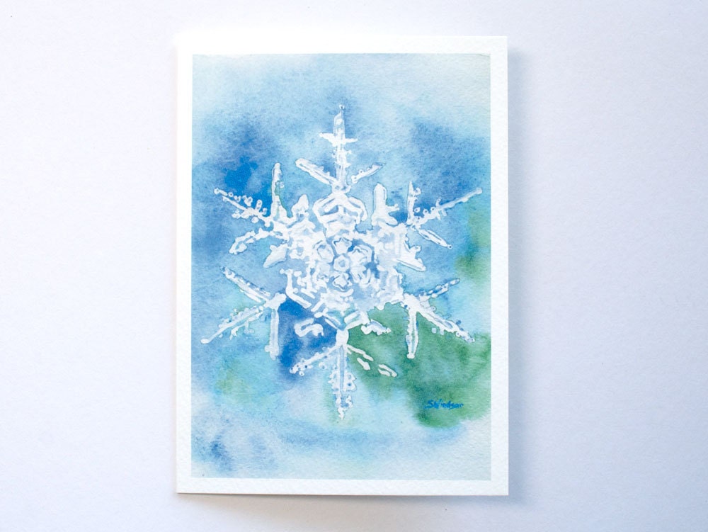 Snowflake Watercolor Christmas Card - 5 X 7 - Watercolor Painting ...