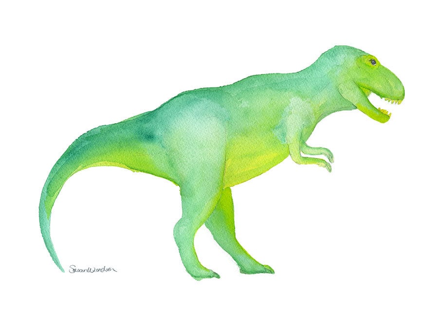 Tyrannosaurus Rex Watercolor Painting - 7 X 5 - T. Rex - Dinosaur Art ...