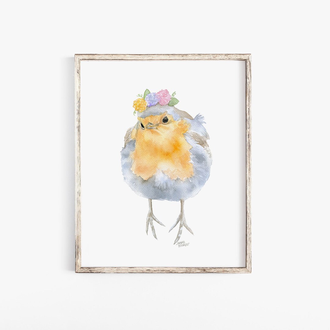 Robin Floral Watercolor Painting 4 X 6 - Giclee Print Reproduction ...