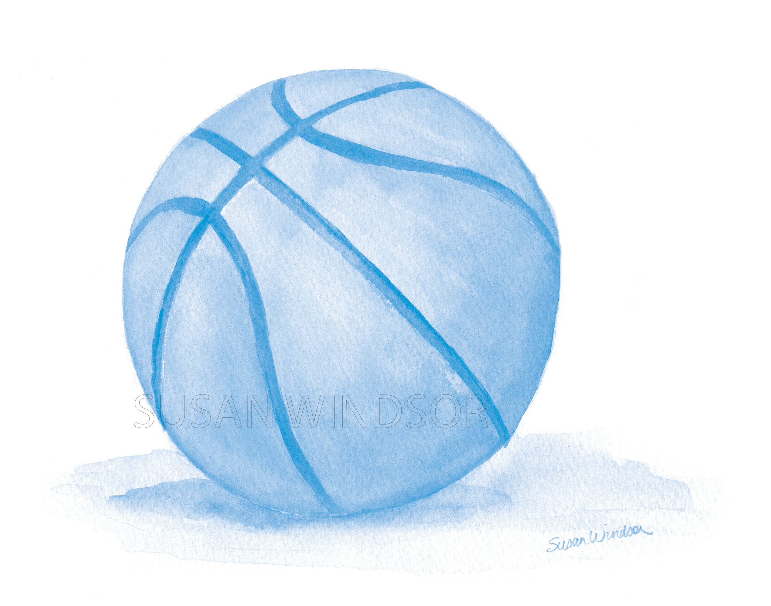 Blue Sports Watercolor Painting Art Prints Set - Football Golf Baseball ...