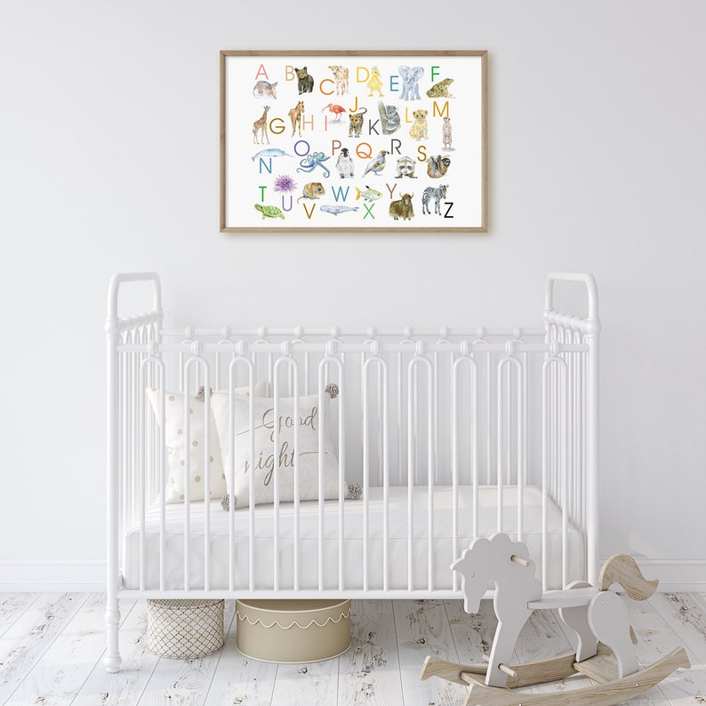 Alphabet Animals Watercolor 2 Poster Nursery Art ABC Wall - Etsy