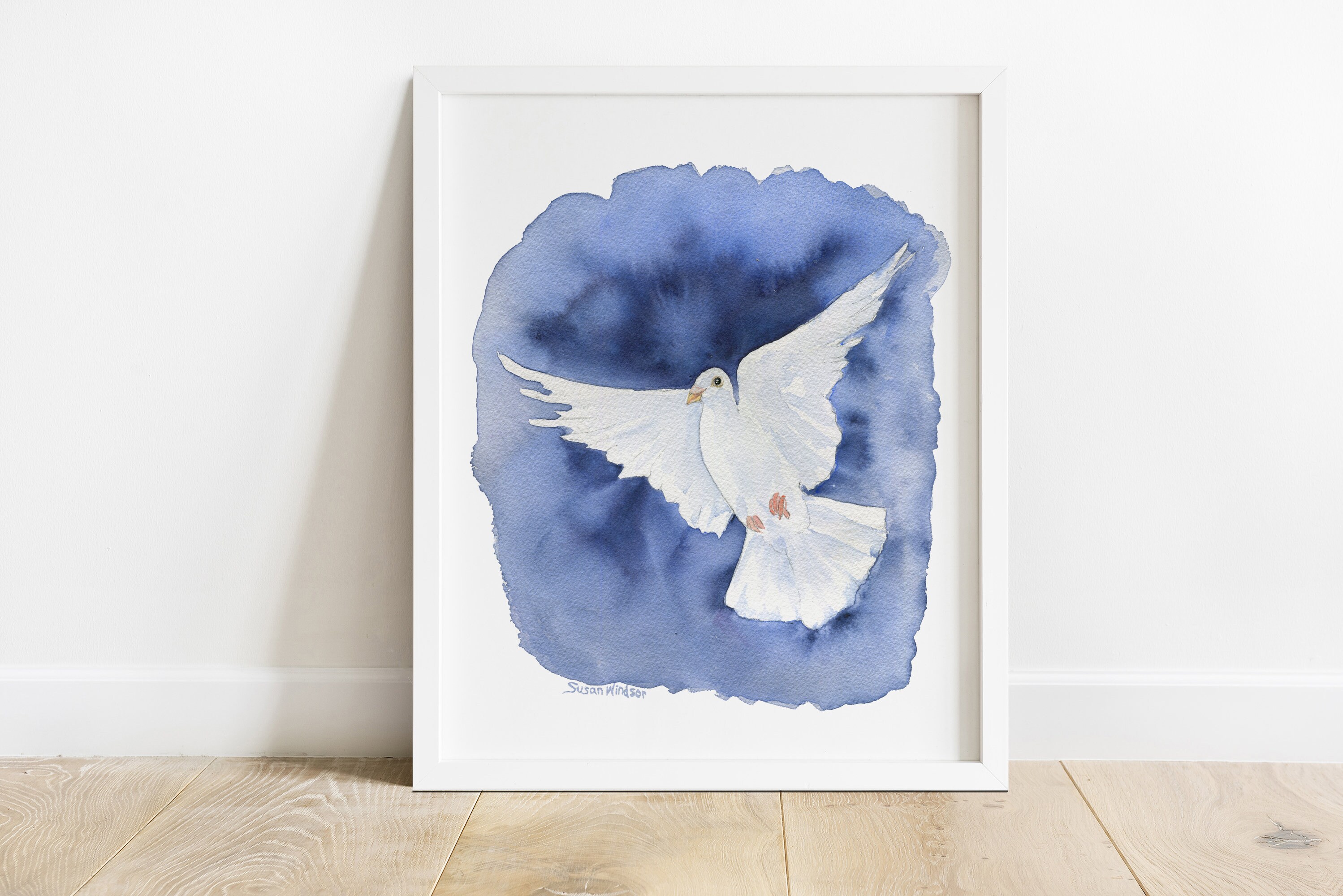 White Dove Watercolor White Dove And Red Leaves Photograph By Fine Art