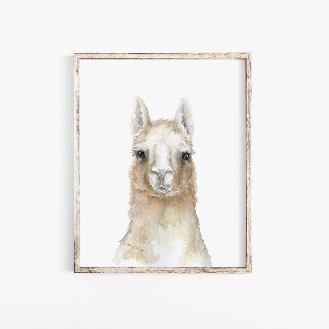 Llama Watercolor Painting Large Poster Vertical Format - Watercolor ...