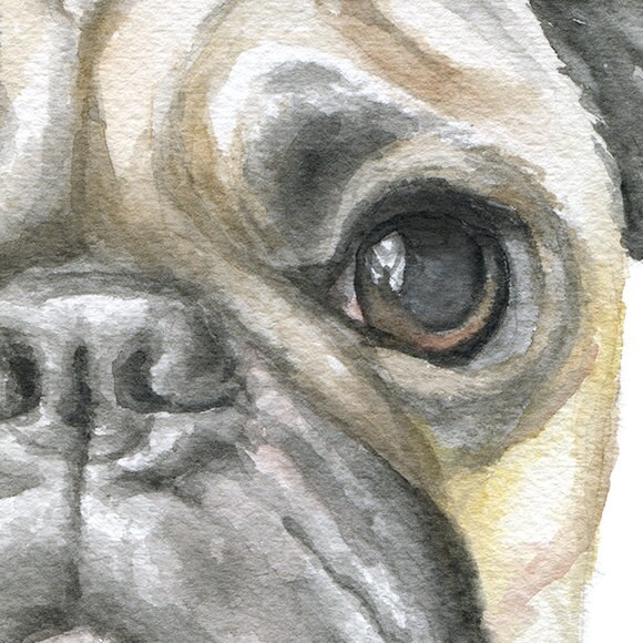 Pug Floral Wreath Watercolor Painting Giclee Print Girls Room Fine Art ...