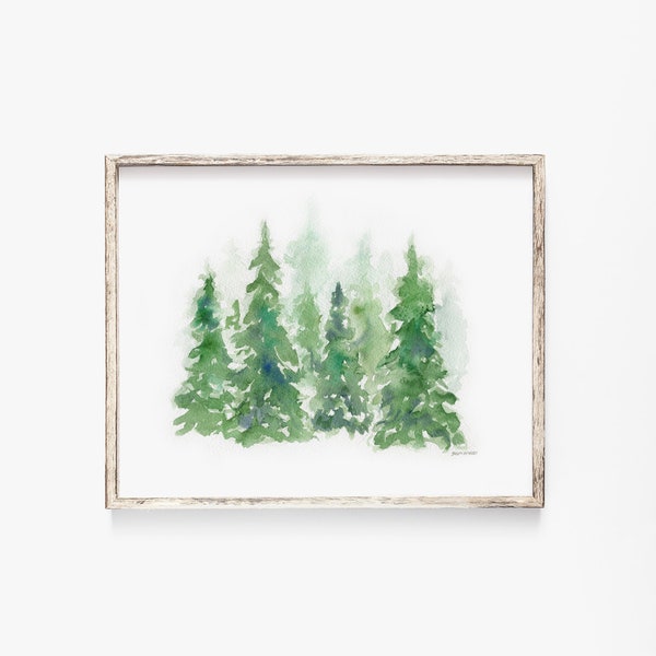 Watercolor Evergreen - Etsy