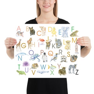 Animal Alphabet Watercolor Large Art Print 2 UNFRAMED - Etsy