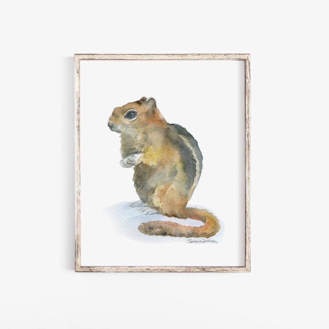 Chipmunk Watercolor Painting Giclee Print Woodland Animal - Nursery Art ...