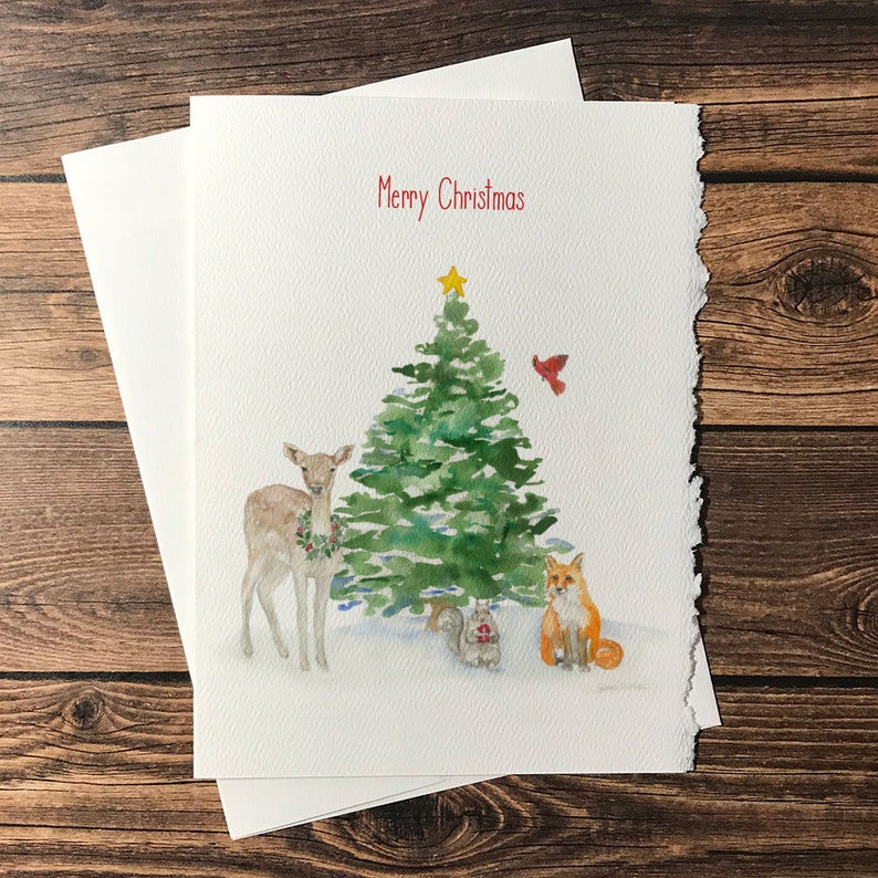 Woodland Animals Christmas Set of 10 Christmas Cards | Etsy