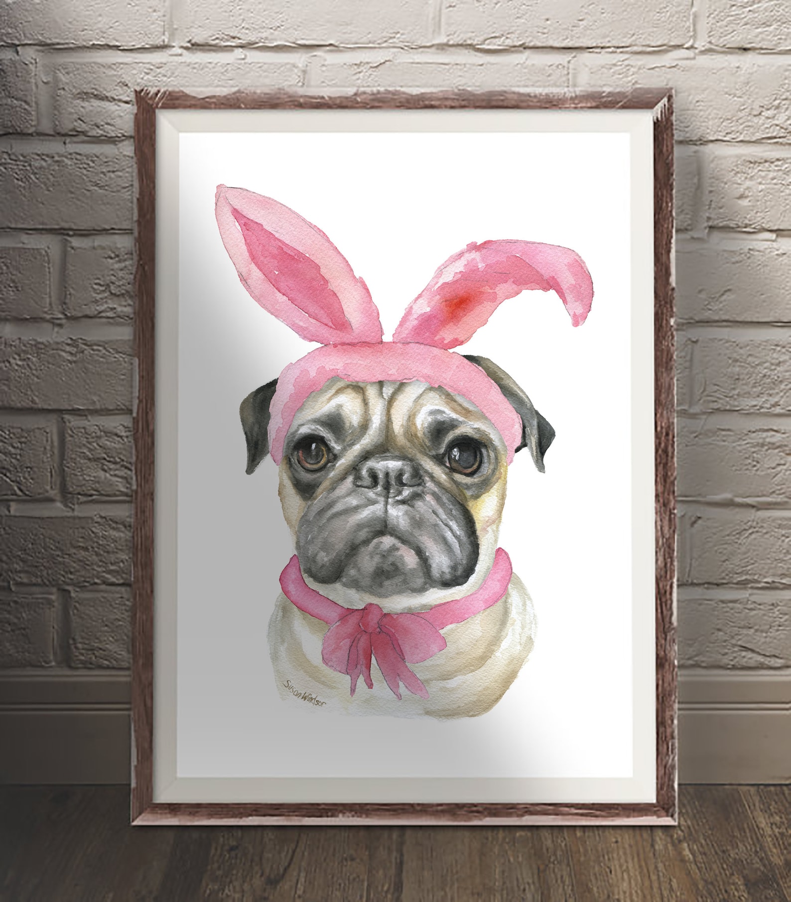 Easter Pug With Bunny Ears Fine Art Giclee Print Reproduction - Etsy