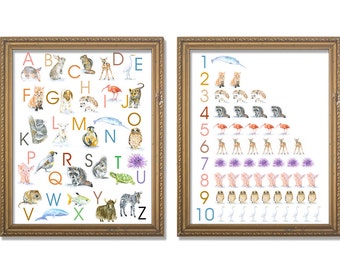 Animal Alphabet Poster Watercolor Animals 14 X 11 Wall Art | Etsy