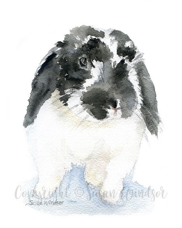 Rabbit Watercolor Painting Mini Lop - Giclee Print - Nursery Art ...