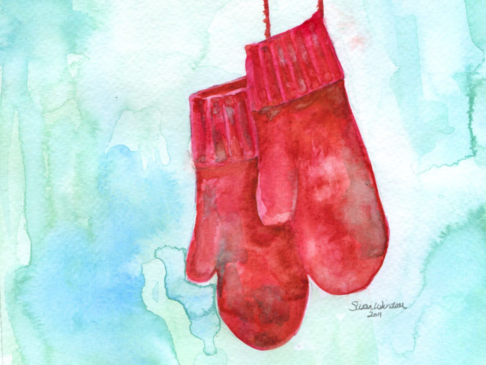 Red Mittens Watercolor Christmas Card Set - Etsy