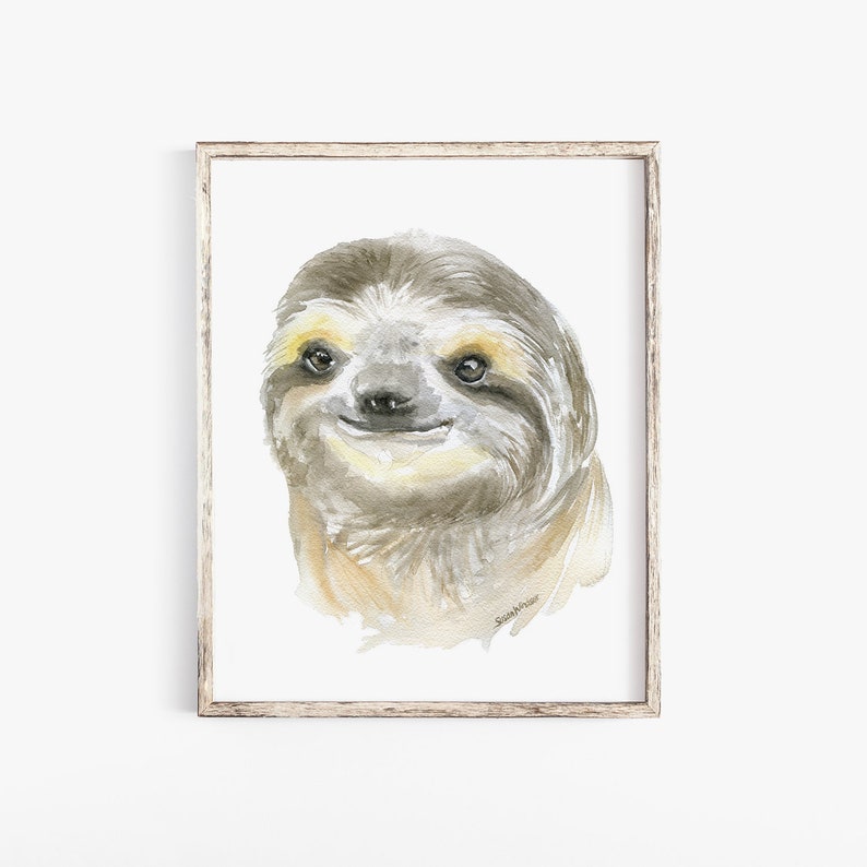 Sloth Face Watercolor Painting Giclee Print Fine Art UNFRAMED - Etsy