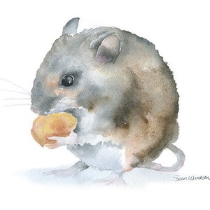 Field Mouse Watercolor Painting - Nursery Art Print - Woodland Animal ...