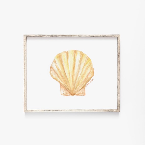 Clam Watercolor Painting Giclee Print Summer Beach Painting | Etsy