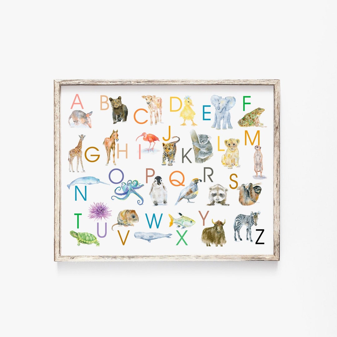 Animal Alphabet Watercolor Large Art Print 2 UNFRAMED - Etsy