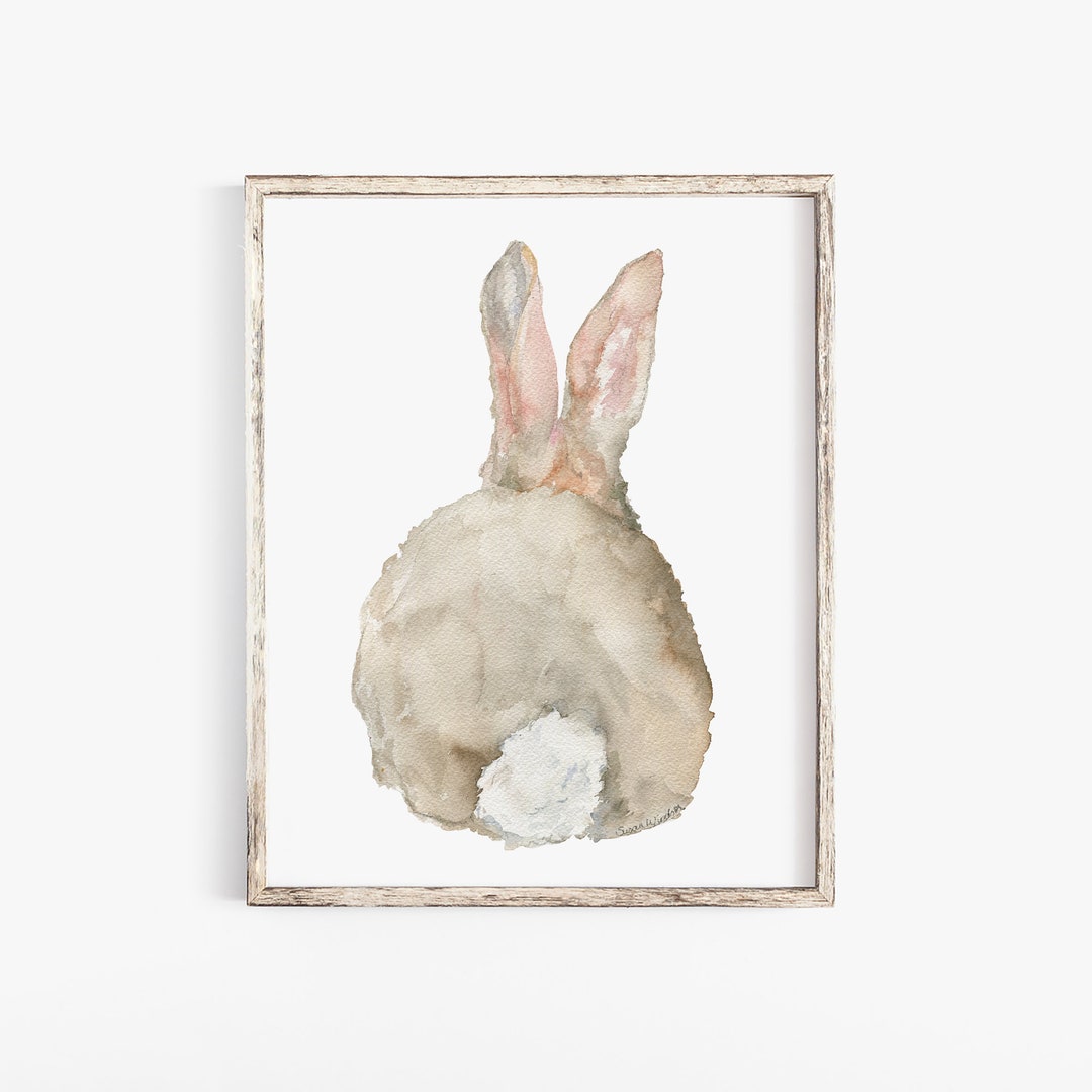 Cottontail Bunny Rabbit Watercolor Painting Large Poster Print - Back ...