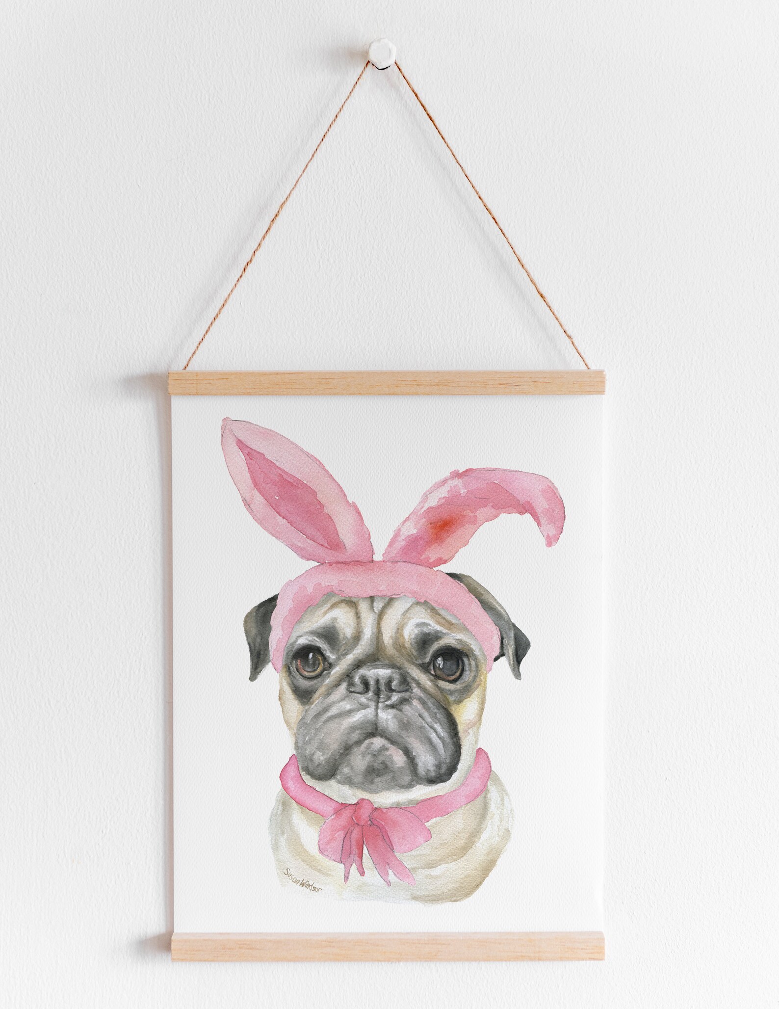 Easter Pug With Bunny Ears Fine Art Giclee Print Reproduction - Etsy