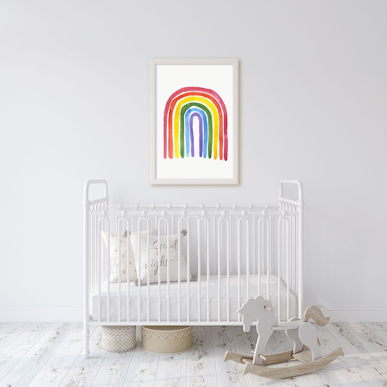 Rainbow Watercolor Large Poster Print - Etsy