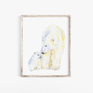 Polar Bears Watercolor Painting - Giclee Print Reproduction Nursery Art ...