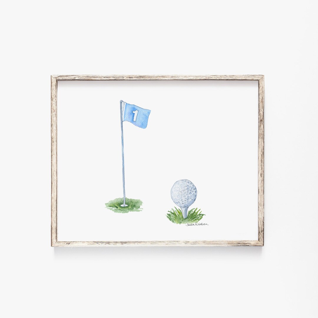 Golf Watercolor Painting Giclee Print - Flag and Golf Ball UNFRAMED - Etsy