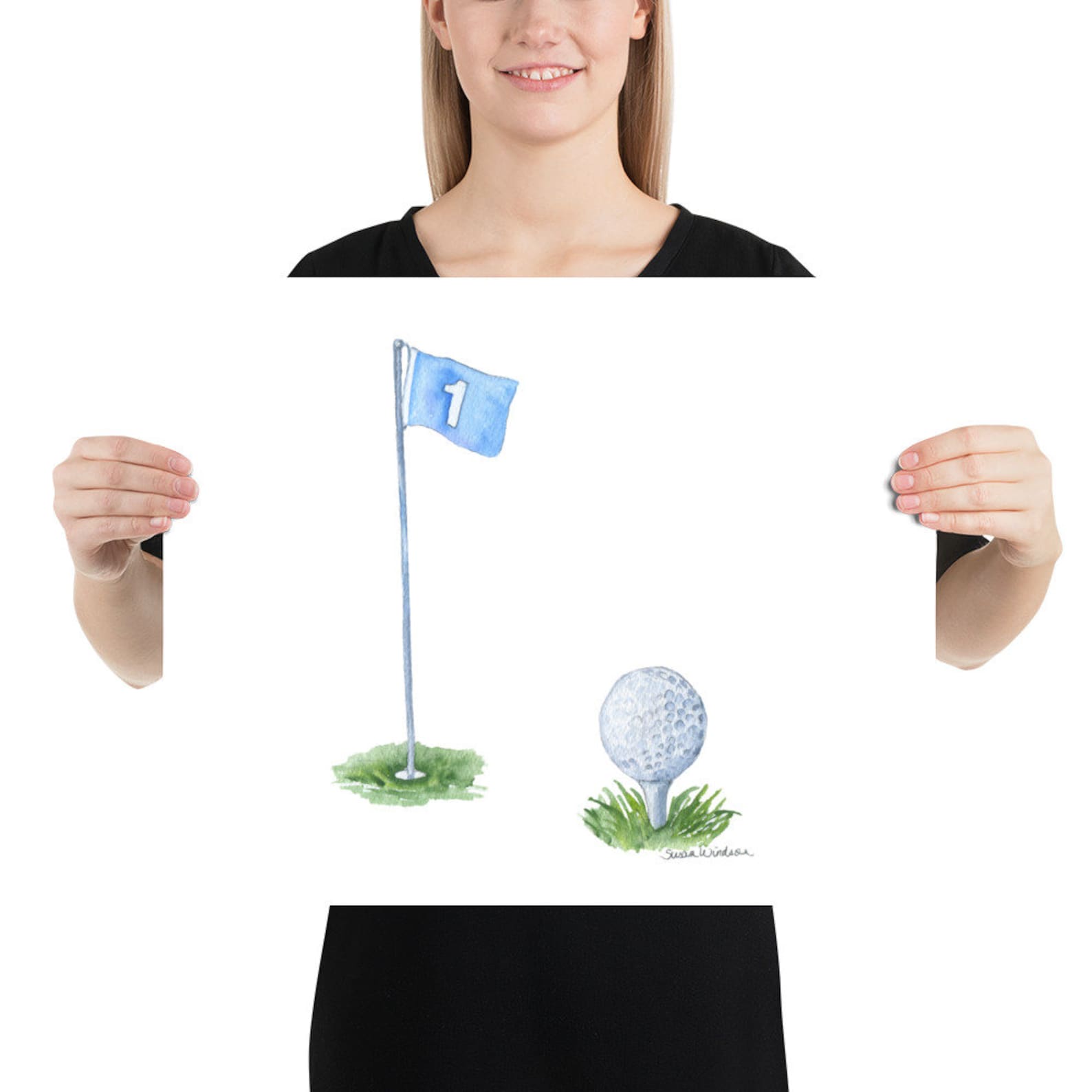 Golf Watercolor Painting Large Poster Art Print Ball and | Etsy