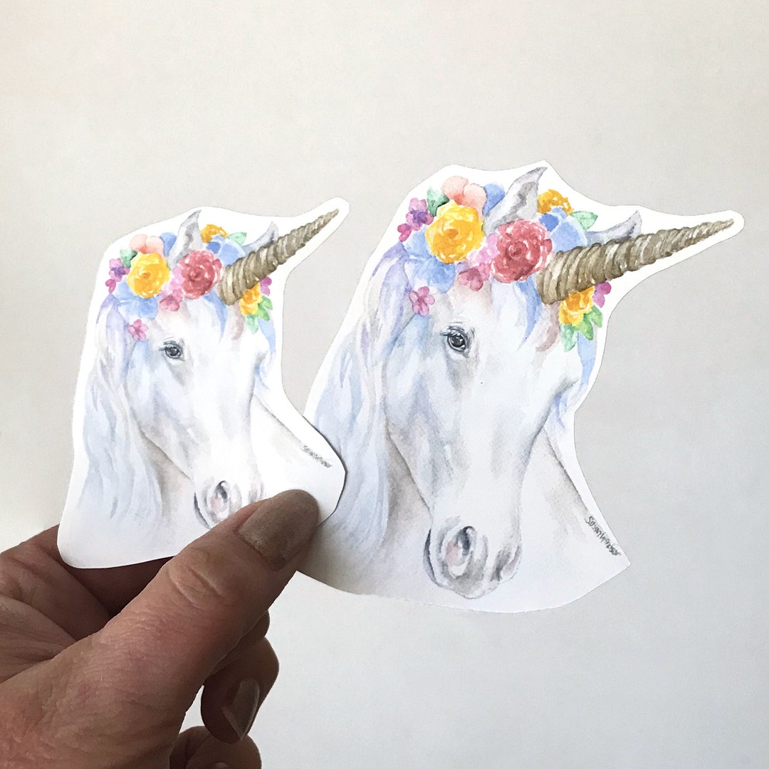 Unicorn Floral Vinyl Sticker - for Water Bottles and Laptops - Etsy
