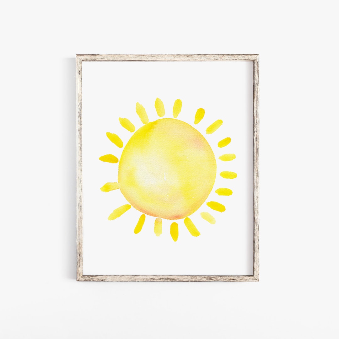 Sun Watercolor Bright Painting Poster UNFRAMED - Etsy