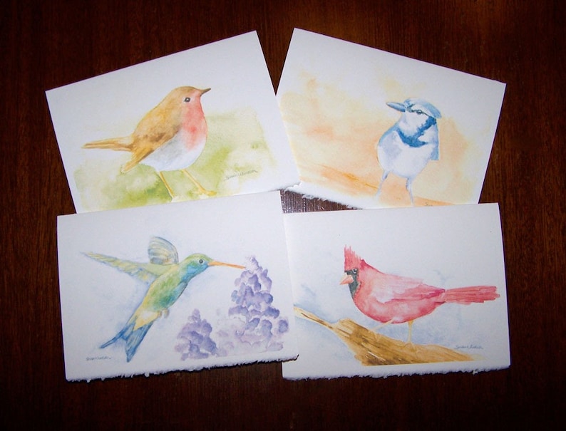 Watercolor Bird Note Cards Set - Etsy