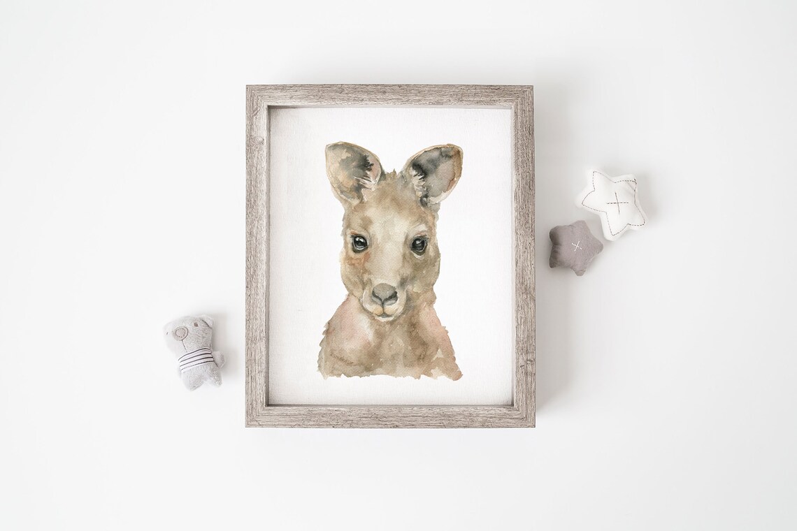Kangaroo Watercolor Painting Giclee Print Reproduction - Australian ...