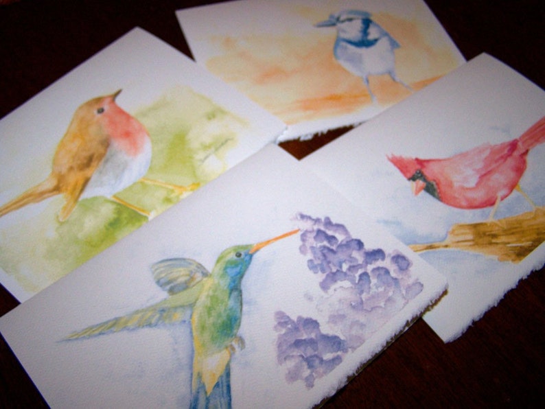 Watercolor Bird Note Cards Set - Etsy