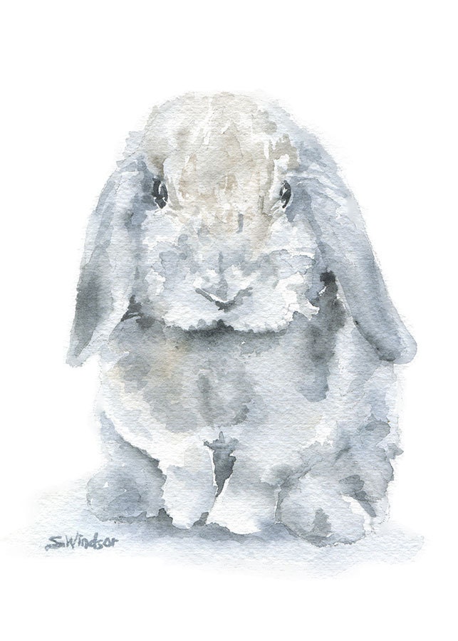 Watercolor Bunny Painting Giclee Print Nursery Art Mini - Etsy