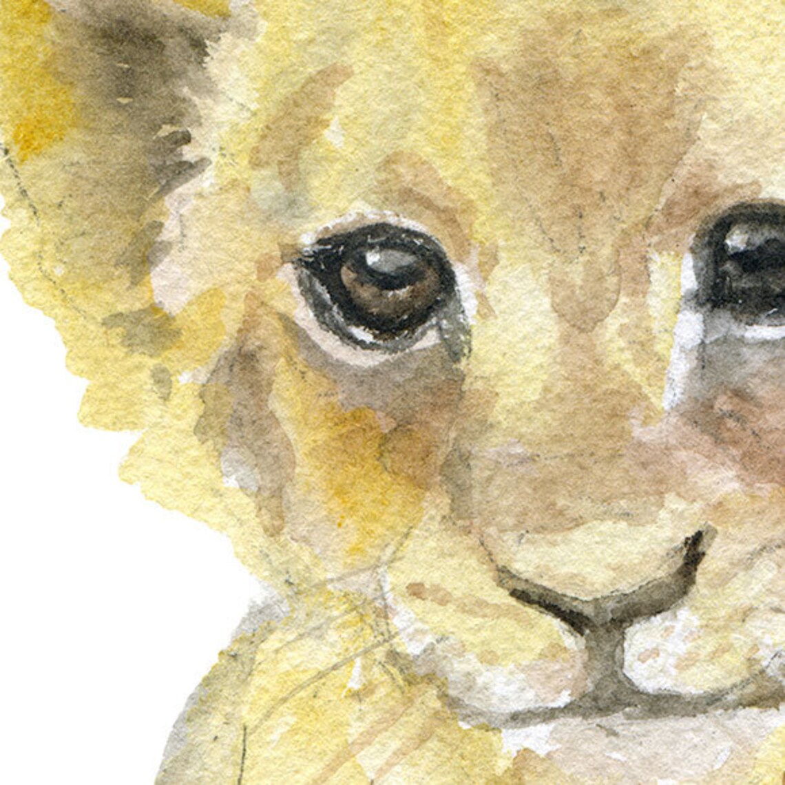 Lion Cub Watercolor Painting - Giclee Print Reproduction - African ...